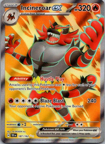 Incineroar ex Ultra Rare SV05: Temporal Forces 187/162 NM | eBay