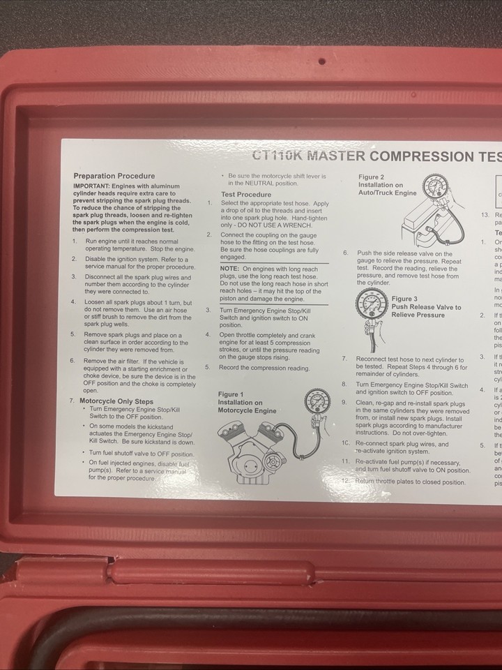 MATCO TOOLS MASTER COMPRESSION TESTER SET CT110K Complete! | eBay