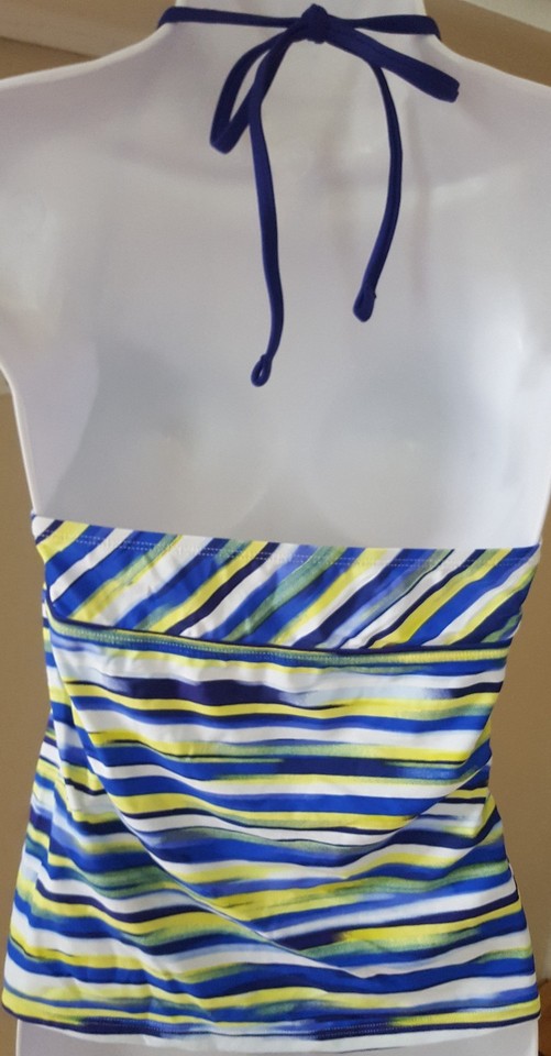 ADIDAS Swimwear Women Tankini Adjustable A-D Cup Padded Top Striped ...