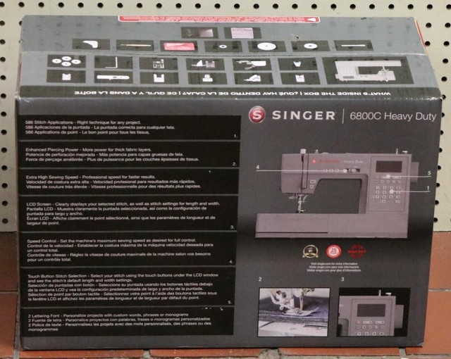 SINGER HD6800C Heavy Duty Sewing Machine 586 Stitch Applications - Grey ...