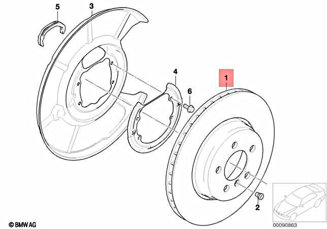 Genuine BMW E60 E61 E63 Brake Disc Lightweight Ventilated 345x24 ...