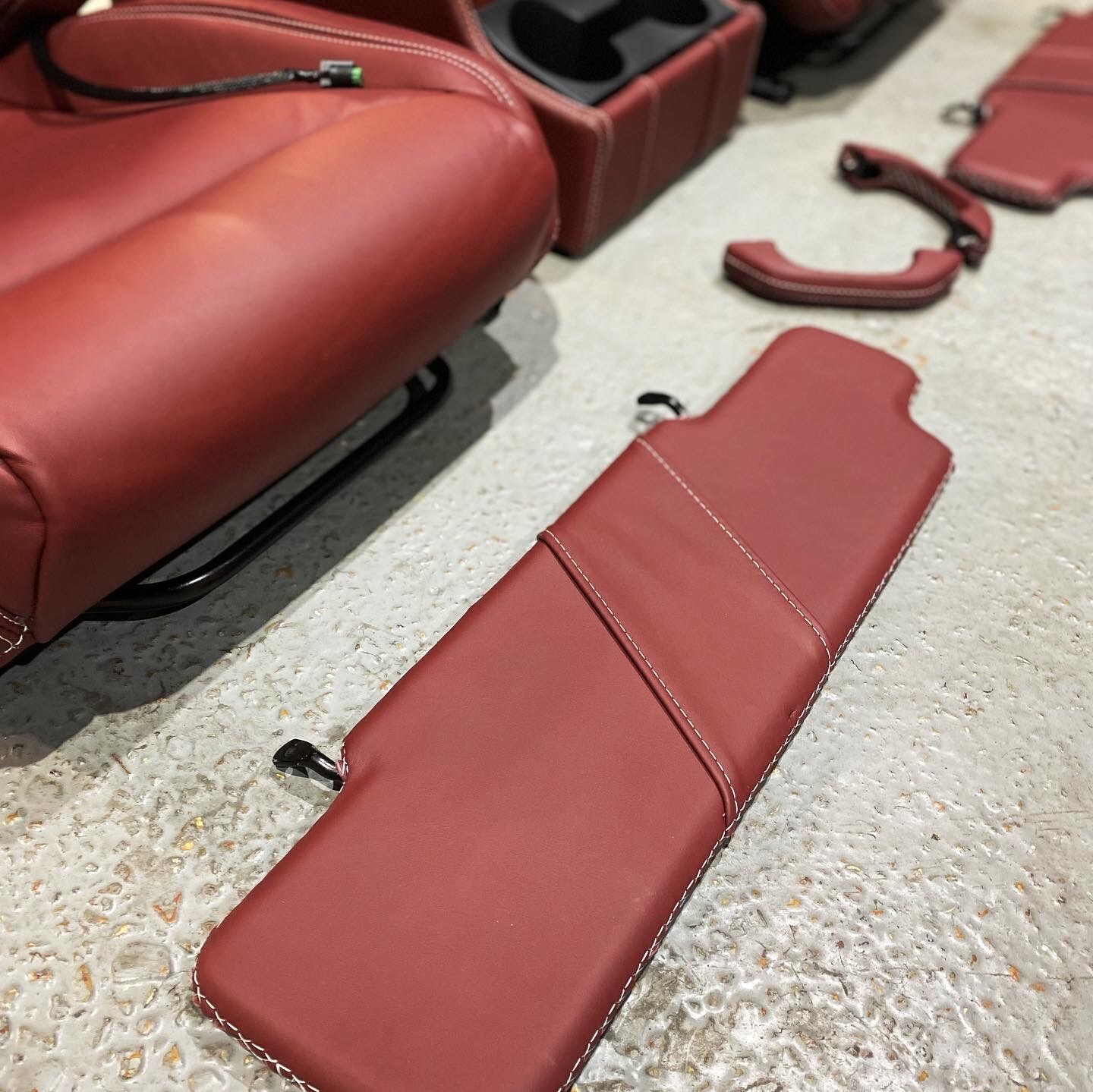 Red/Burgundy leather interior Cubby, Recaro seats fits Land Rover ...