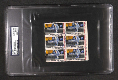 Neil Armstrong "Apollo XI 11 inscription" Signed Autographed Stamp PSA ...