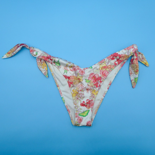 Victorias Secret Small Bikini Bottom White Butterfly Floral Side Tie ...
