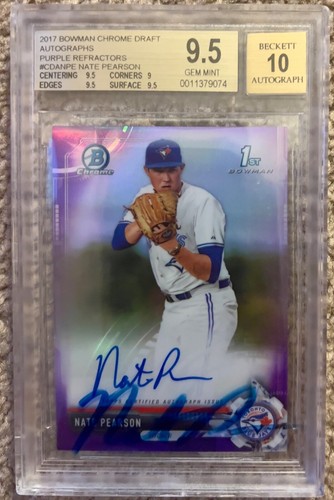 2017 1st Bowman Chrome Autograph NATE PEARSON BGS 9.5 Auto 10 - Double ...