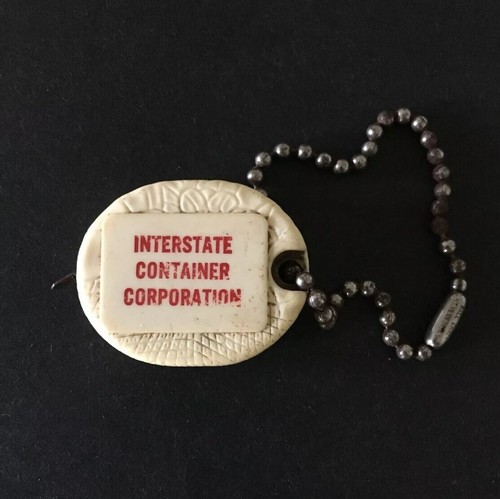 Vintage Keychain INTERSTATE CONTAINER CORPORATION Key Ring Measuring ...