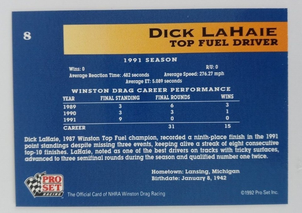 1992 Pro Set NHRA and Winston Drag Racing Cards (Pick Your Card) | eBay