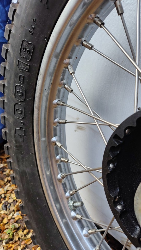 British Full Width Rear Wheel, Restored, Fins Machined, 18" Rim, Trials ...