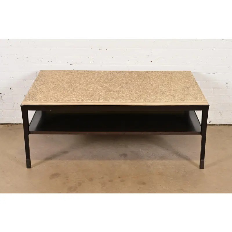 Bill Sofield for Baker Furniture Modern Mahogany Raku Top Coffee Table ...