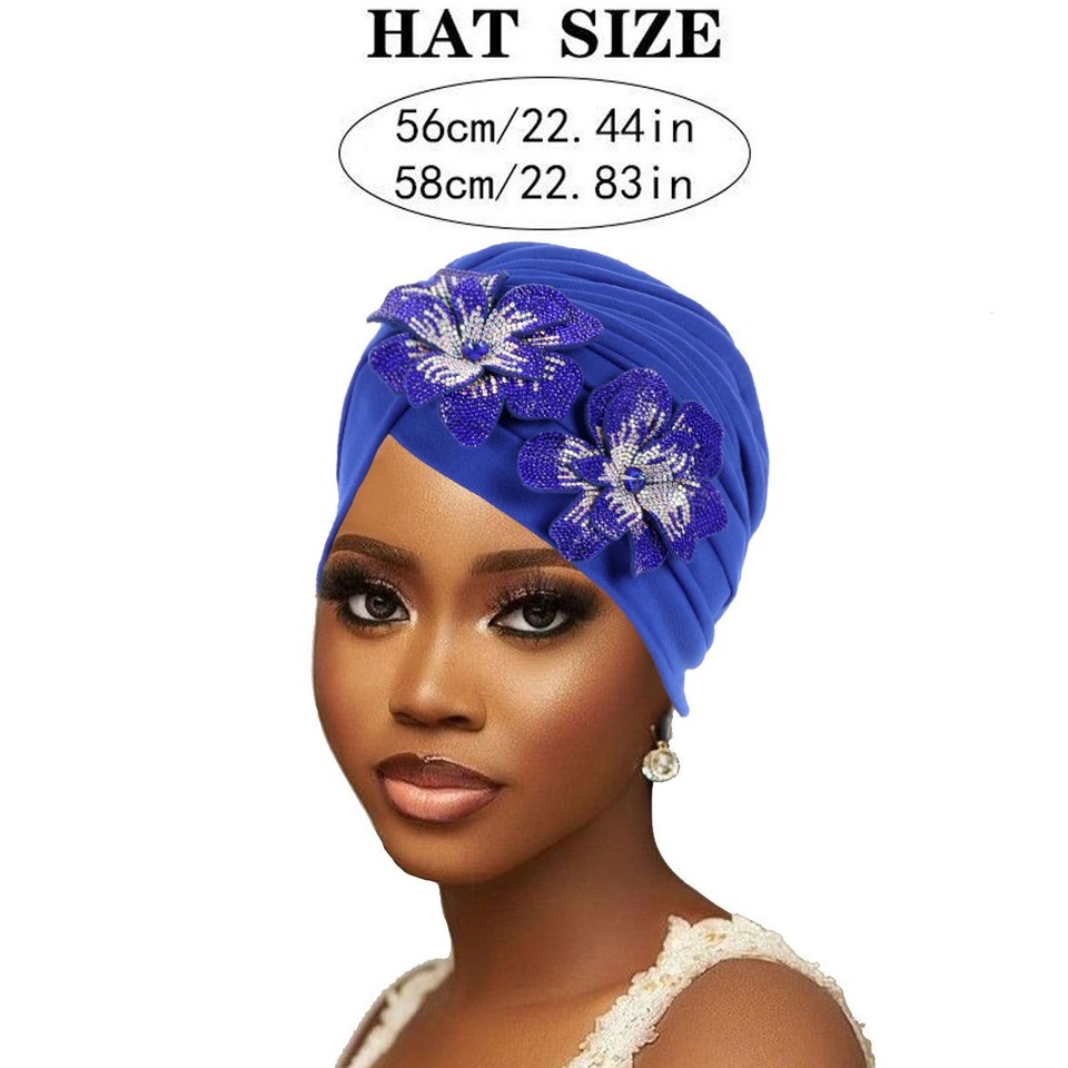 Flower Turban Bonnet Women Muslim Hijab Headscarf Hair Loss Head Wrap ...