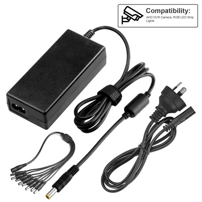 8 Split Power Supply Cord For CCTV Security Camera DVR Swann Lorex ...
