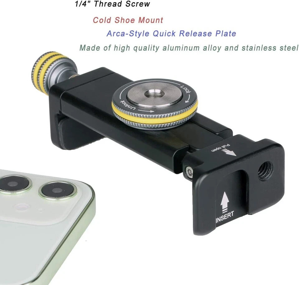 Metal Phone Clamp Tripod Mount Adapter - Smartphone Clip iPhone Mount ...