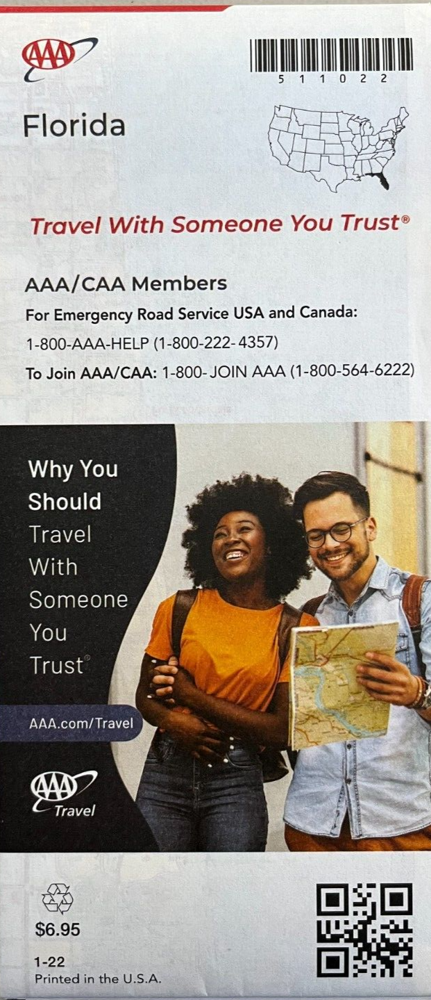 New AAA FLORIDA STATE MAP Highway Road Tour FL Sunshine State NEWEST ...