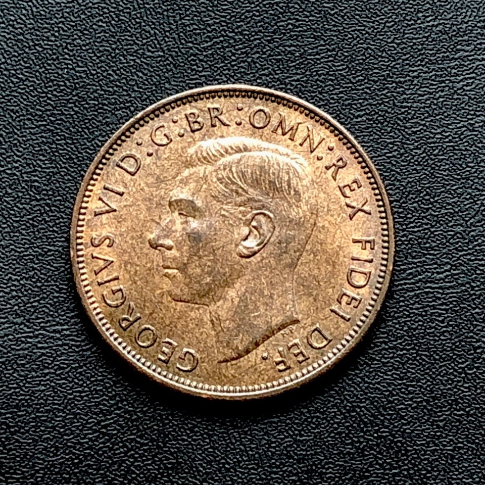 1949 PENNY COIN-1d BRITISH BRONZE COIN-KING GEORGE VI - ONE PENNY COIN ...