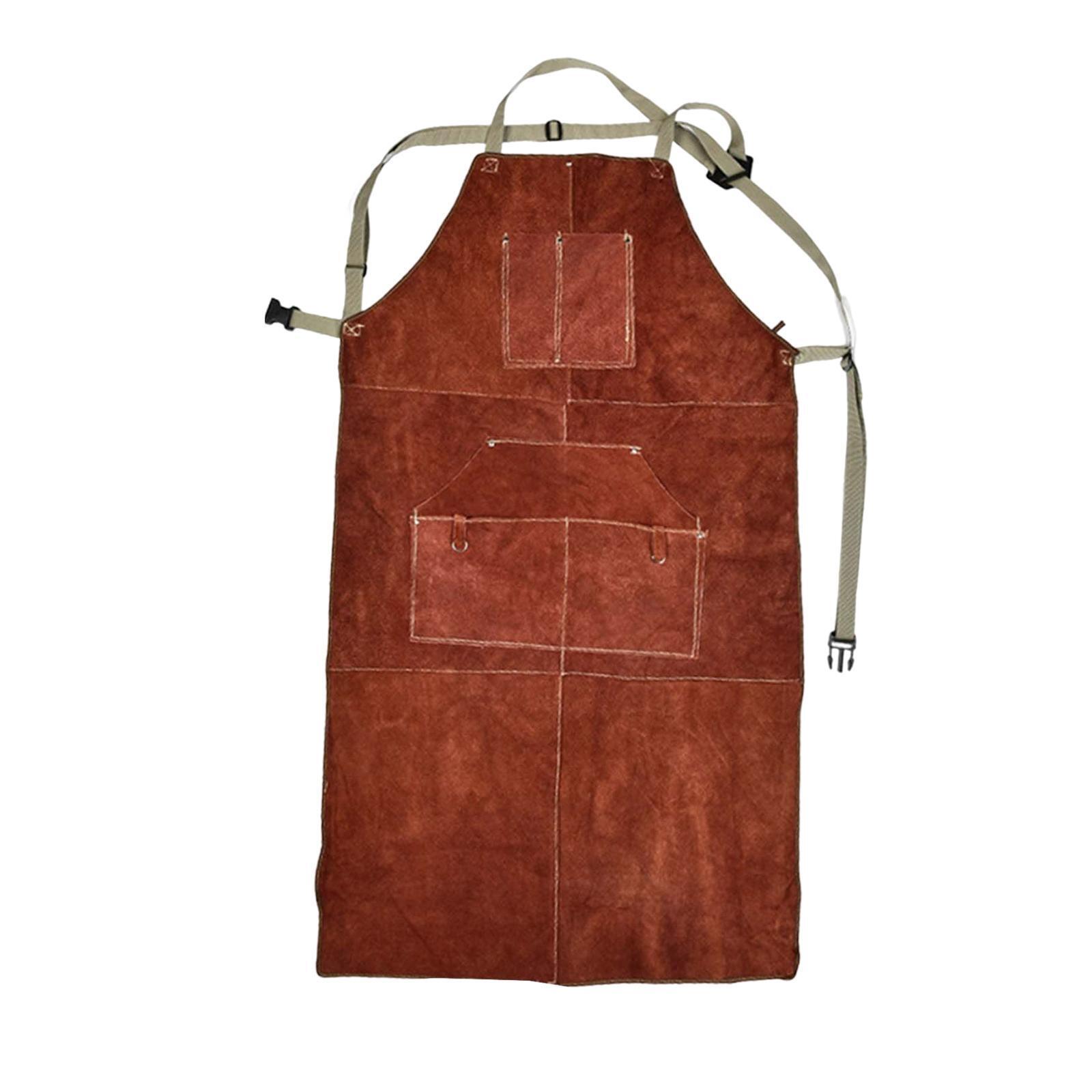 Adjustable Leather Work Shop Apron Flame Retardant Blacksmith for ...