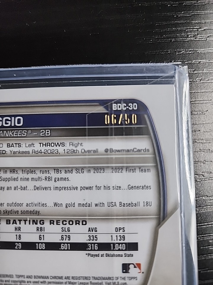 2023 Bowman Chrome 1st Gold Sapphire Refractor Roc Riggio BDC-30 | eBay