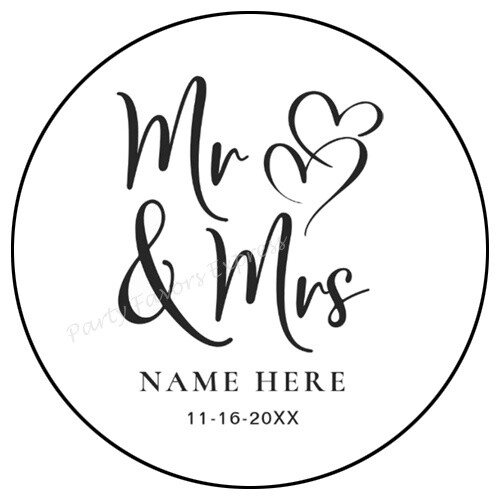 MR AND MRS PERSONALIZED WEDDING ENVELOPE SEALS LABELS STICKERS PARTY ...
