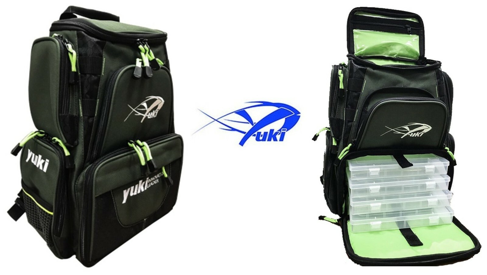 YUKI FLAME FISHING RUCKSACK & 4 LURE BOXES COARSE SEA BOAT BACKPACK ...
