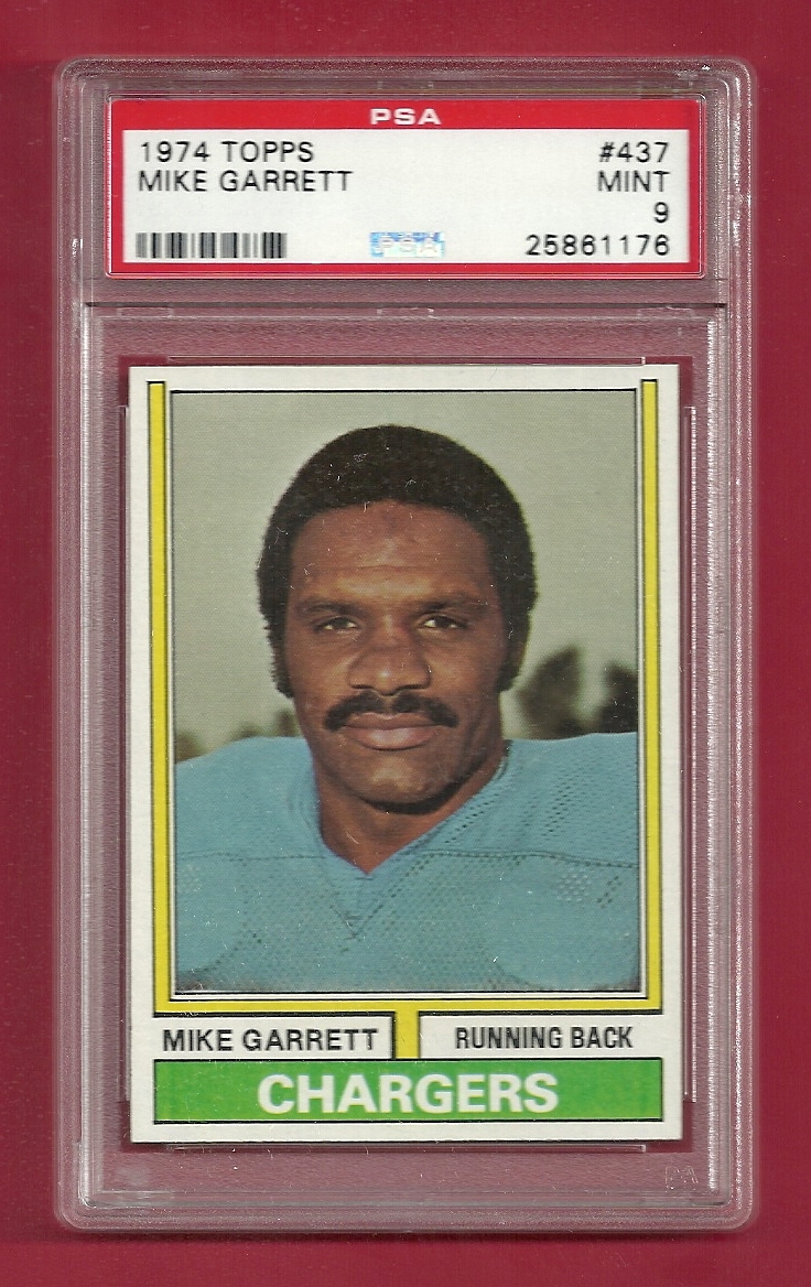 1974 TOPPS #437 MIKE GARRETT PSA 9 MINT POP 24 ONLY 3 HIGHER CHARGERS ...