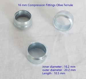 16MM Steel Hydraulic Olive Barrel Compression Sleeve Ferrule insert ...