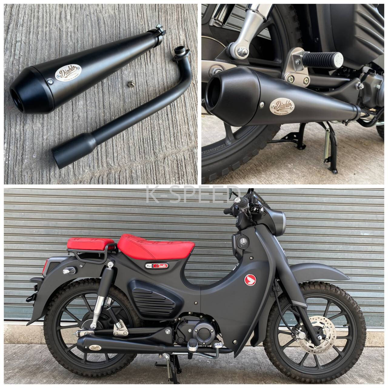 Diabolus Pipe Full Exhaust System Black V2 Fits Honda Super Cub C125 ...