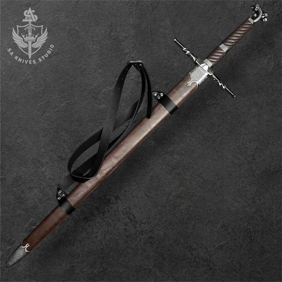 Medieval Longsword With Leather Scabbard & Belt | Full Tang Carbon ...
