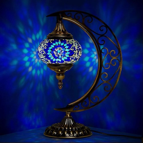 Turkish Lamp Turkish Moon Lamp Moroccan Stained Glass Table Light ...