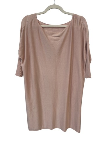 Peruvian Connection Tunic Top Boat Neck Ribbed Sleeve Pink Pima Cotton ...