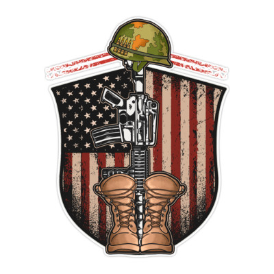 Fallen Soldier Military Memorial Veteran USA Flag Bumper Sticker Vinyl ...