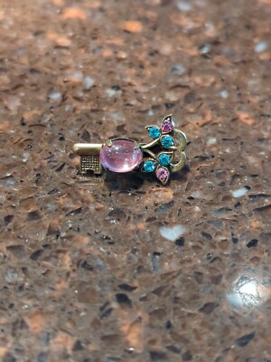 Vintage Coro Rhinestone Aqua Heart Shaped Key Pin Brooch | eBay