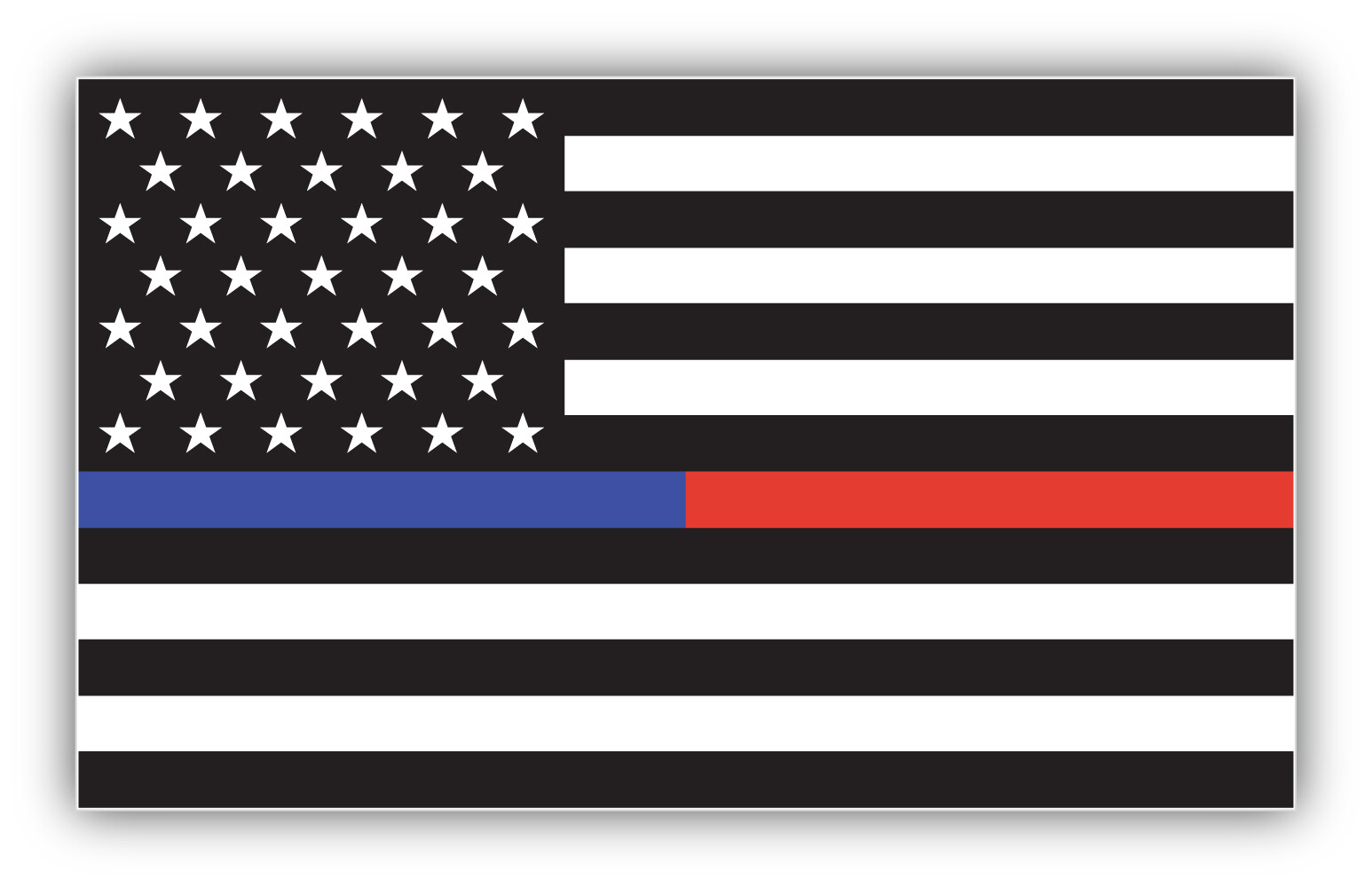Thin Blue Line & Red Line Police & Fire Respect Flag Vinyl Sticker ...