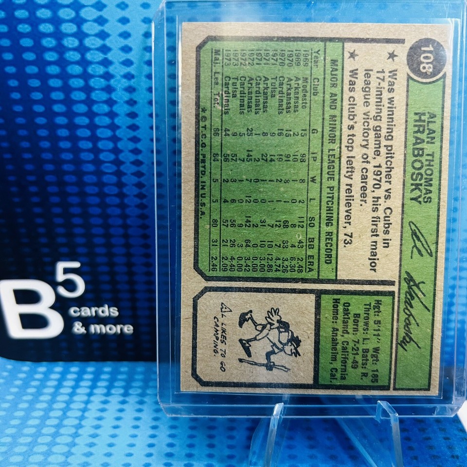 1974 Topps Al Hrabosky #108 St. Louis Cardinals | eBay