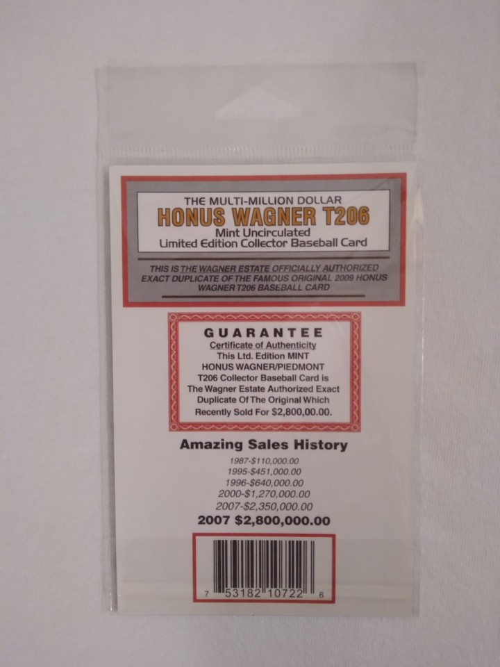 (3) HONUS WAGNER T206 REPRINT BASEBALL CARDS - SEALED | eBay