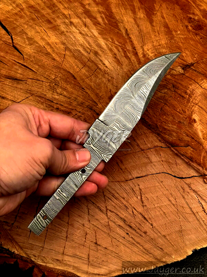 Handmade Damascus Steel Knife Blank Blade | False Edge | Hidden Tang ...