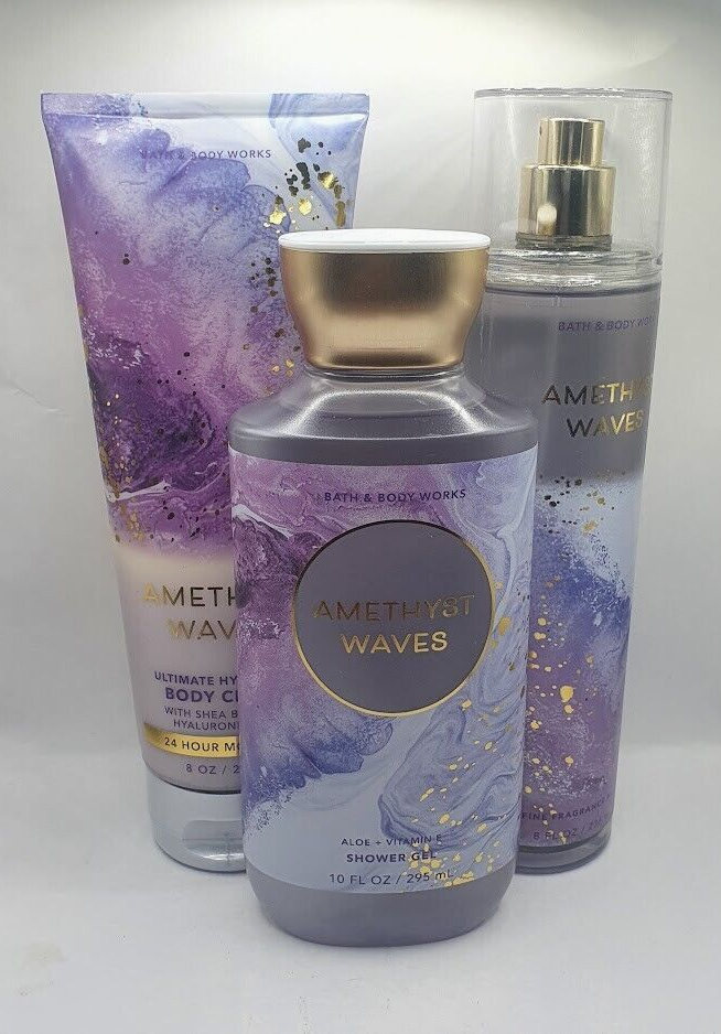 BATH AND BODY WORKS AMETHYST WAVES BODY MIST, CREAM & WASH (SET OF 3 ...