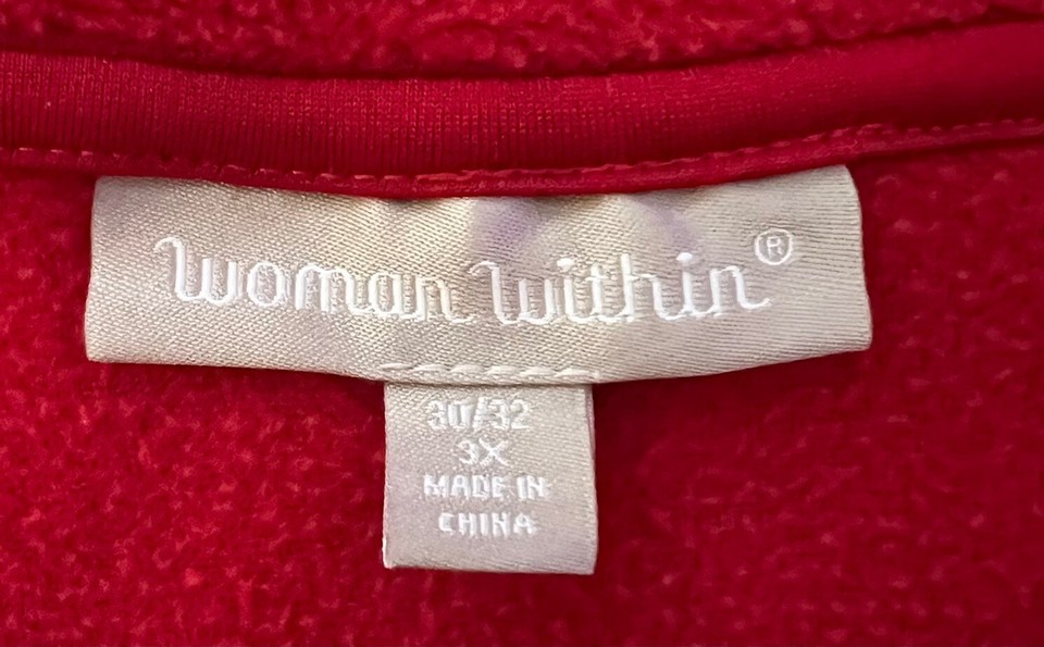 Woman Within Sz 3X (30-32) Red Fleece Jacket | eBay