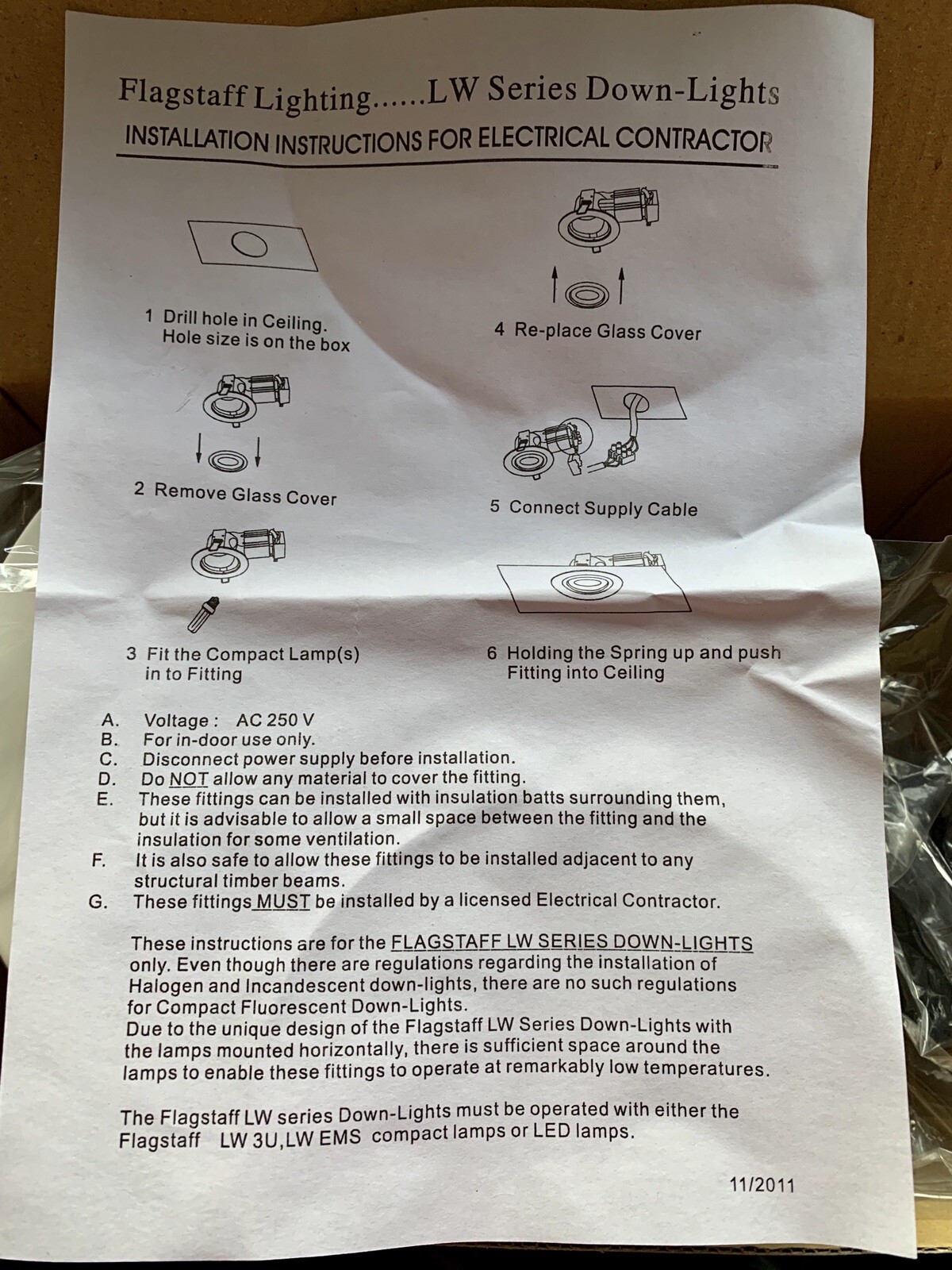 Flagstaff Lighting L W Series Down Light, indoor use 250v White ...