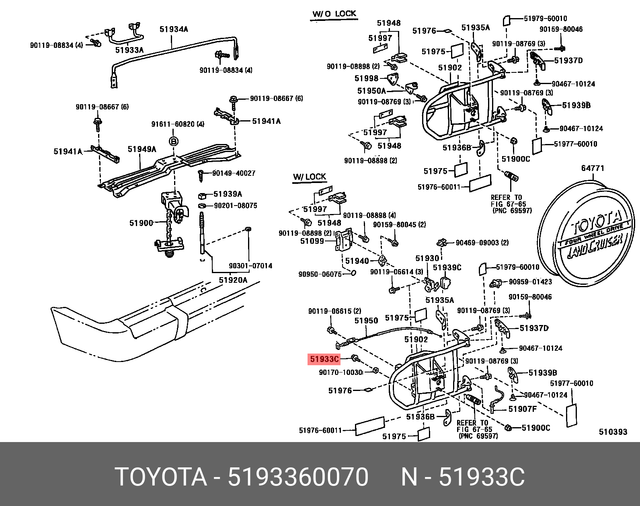 Genuine OE stopper spare wheel no.1 5193360070 for TOYOTA 51933-60070 ...