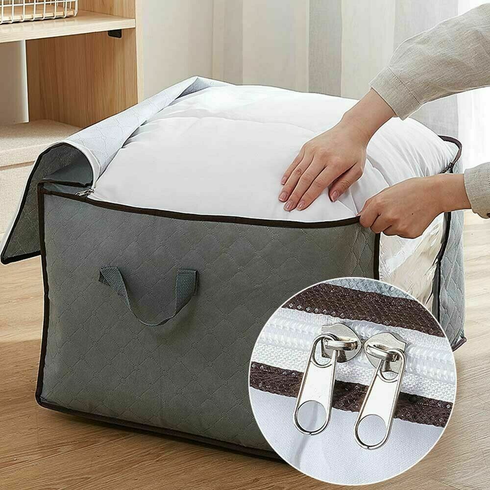 6pcs Large Clothes Storage Bags Zipped Organizer Underbed Wardrobe ...
