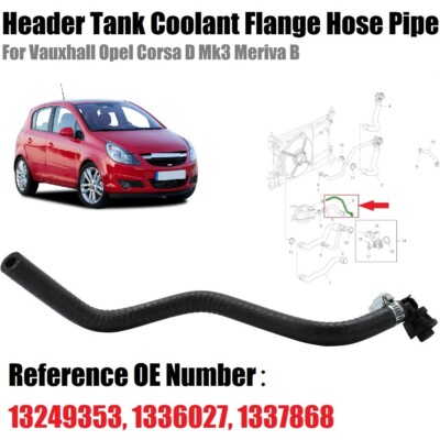 Header Tank Coolant Flange Hose Pipe For Vauxhall Opel Corsa D Meriva B ...
