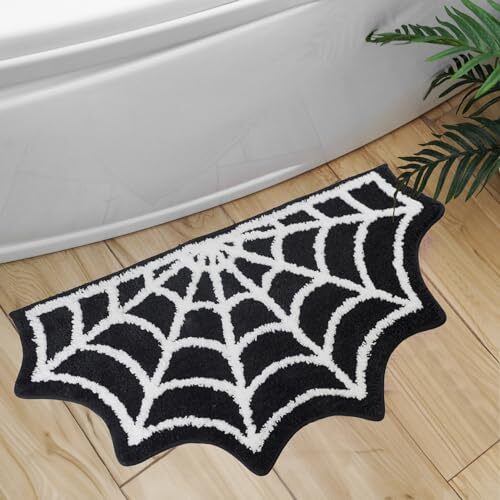 Spider Web Bath Rug - Halloween Decor Goth rug for Bathroom, Bedroom ...