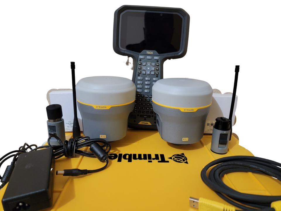 Dual Trimble R12 TSC5 TDL-450H GNSS UHF RTK Kit for Surveying | eBay