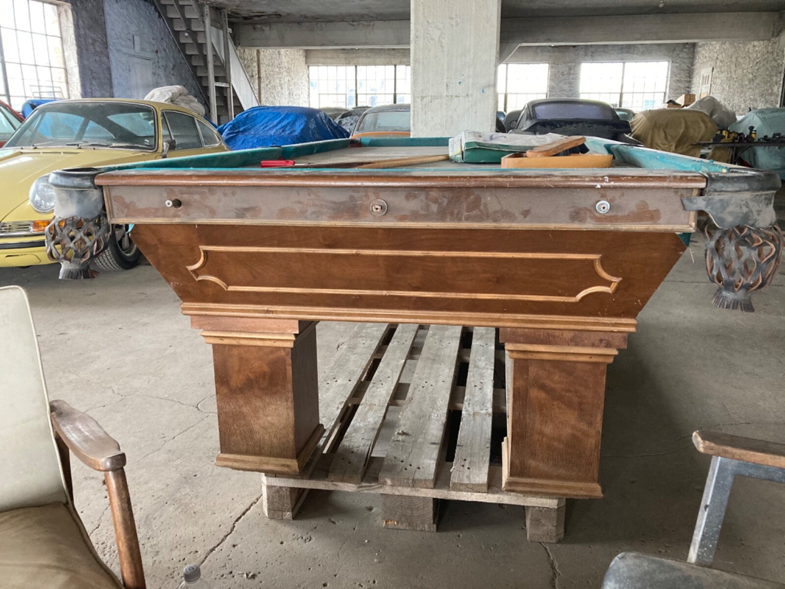 Antique Brunswick Pool Table ready to move and refelt 96" by 54" | eBay