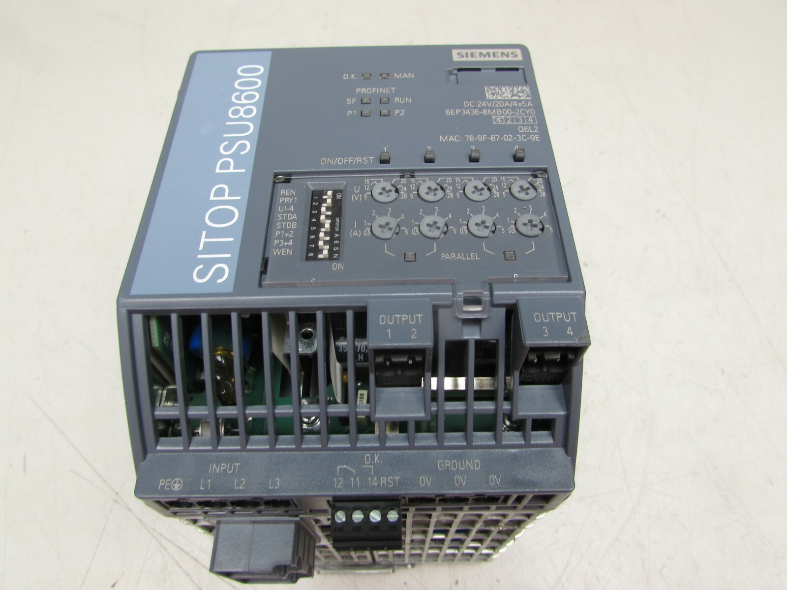 SIEMENS SITOP PSU8600 6EP3436-8MB00-2CY0 POWER SUPPLY 20A-SYSTEM 4x5A ...