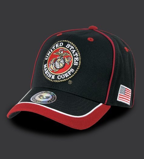 MARINE CORPS EMBROIDERED BLACK PIPED USA FLAG MILITARY HAT CAP | eBay