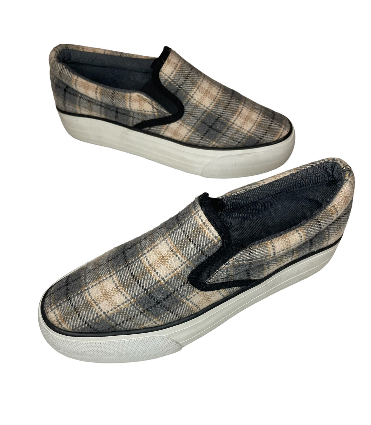 Restricted Brand Womens Plaid Slip On Shoes Sneakers Size 8 Comfort ...