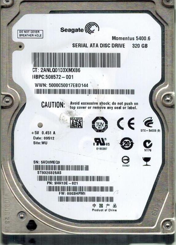 ST9320325AS P/N: 9HH13E-021 F/W: 0003HPM1 WU 5VD Seagate 320GB | eBay