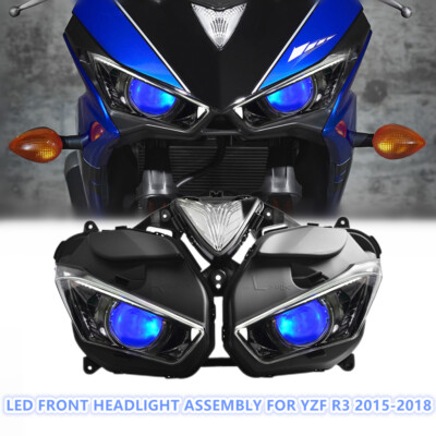 1X Full LED Headlight Assembly for Yamaha YZF R3 15-18 Sportbike Front ...