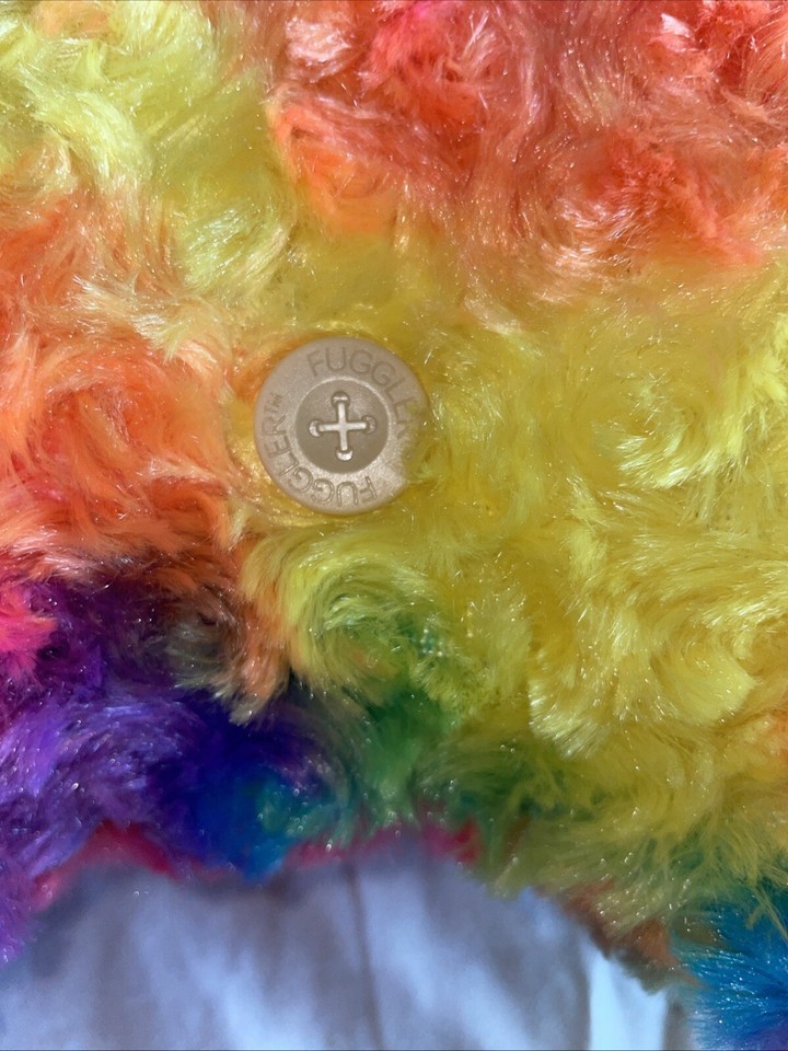 Fuggler Bigg Fugg Oogah Boogah tongue teeth button XL 16" Rainbow Plush ...