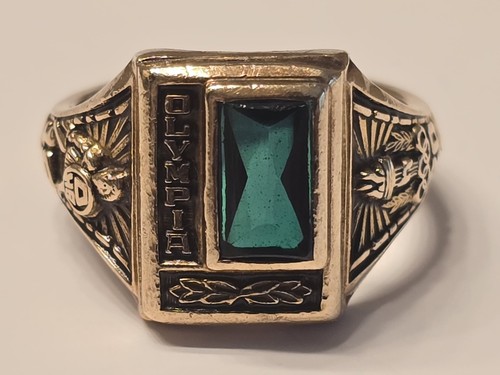 10KT Yellow Gold Green Topaz Balfour 1970 Class Ring Olympia 4.95g Size ...